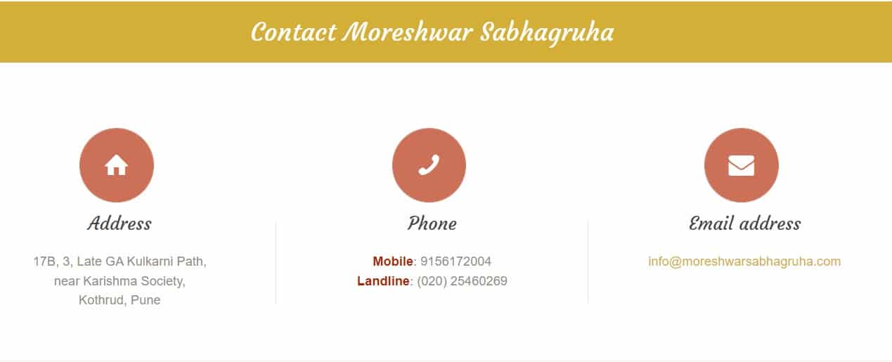 Contact Moreshwar Sabhagruha | Plan Your Perfect Event | 3 A/C Banquet Halls